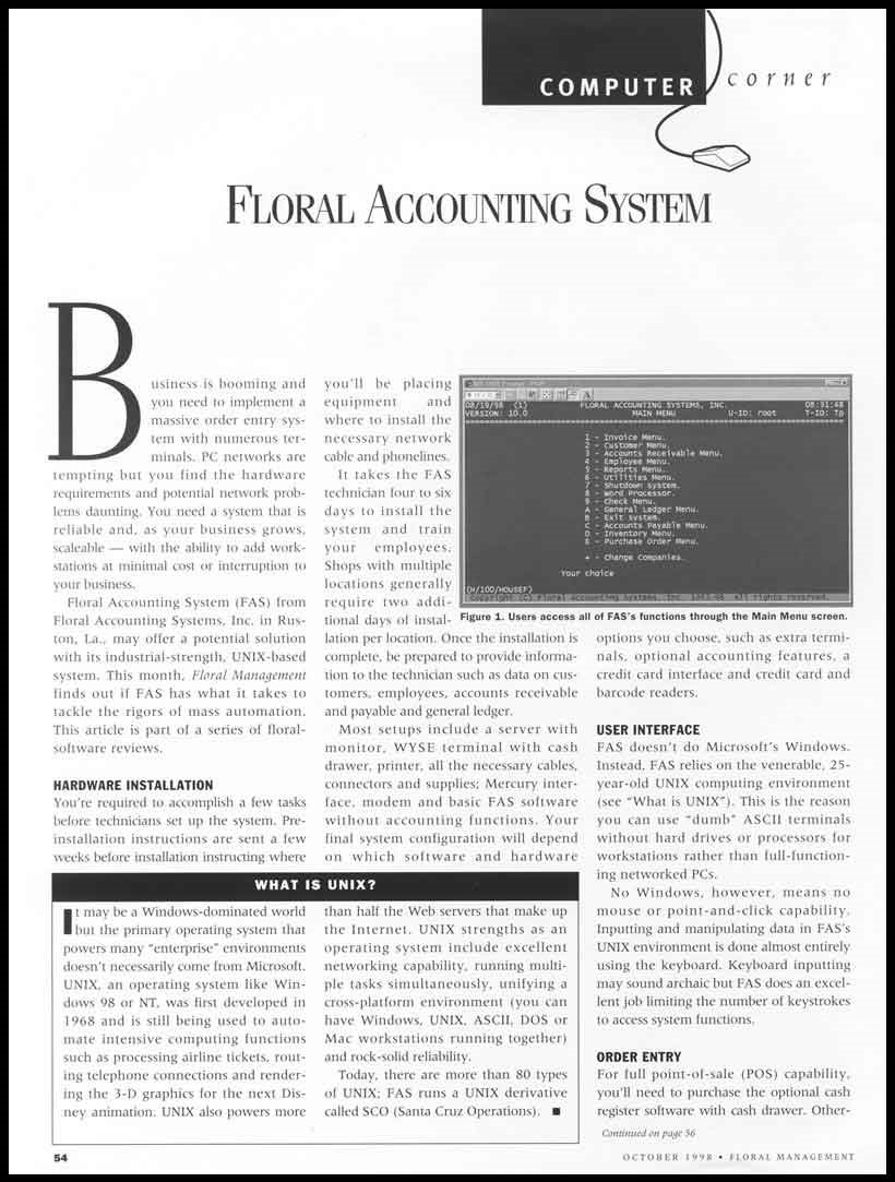 Floral Accounting Systems, Inc. (FAS): Software Review Article